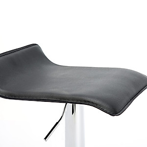 NOBPEINT Contemporary Chrome Air Lift Adjustable Swivel Bar Stool, Set of 2, Black