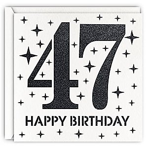 Black 47th Birthday Card, Laser Cut Glitter Woman Man Age 47 Gift For Husband, Brother, Father