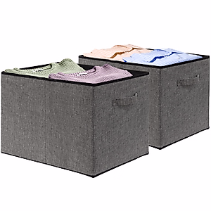 Simple Houseware Extra Large Fabric Storage Bin Basket with Handles, 2 Pack, Dark Gray