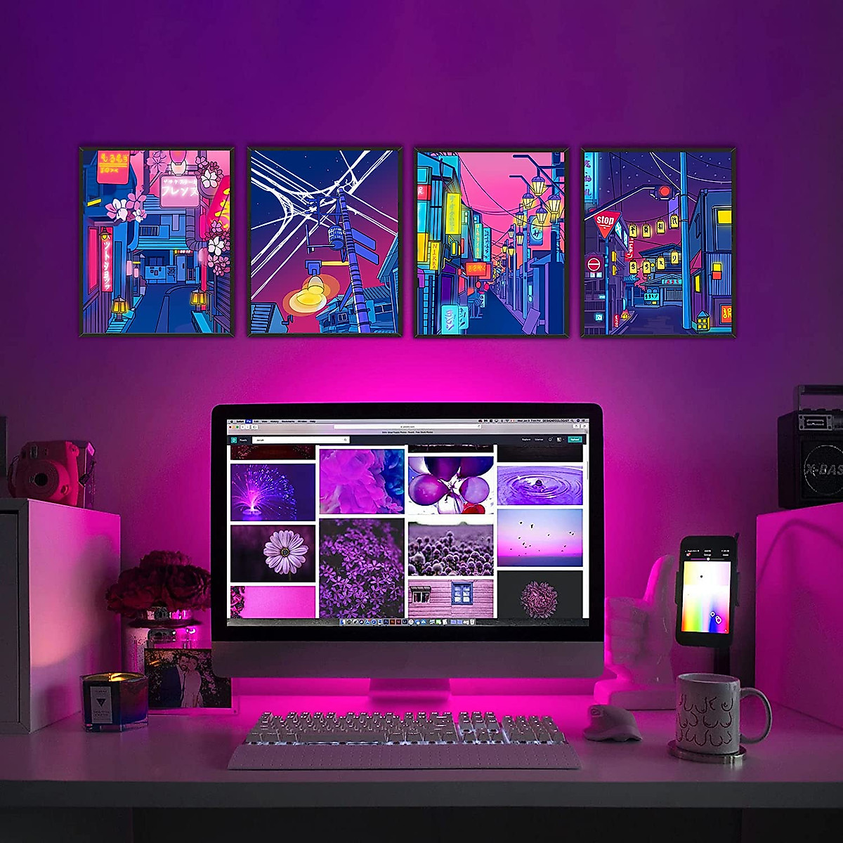 Anime Posters Japanese Wall Art ,Tokyo City Art Prints , Anime Art Tokyo Night Sky Street Wall Decoration Poster Living Room Bedroom Kitchen,Living Room,Bedroom, Dormitory Preparation Room Decoration,