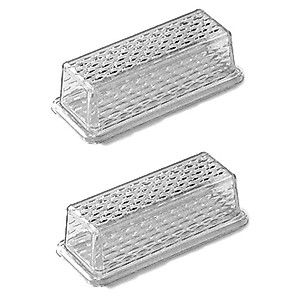 Chef Craft Clear Plastic Butter Dish with Crystalline Design Cover | 6.75" x 2.25" | 2-Pack, Silver
