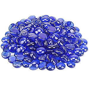 Unidanho 20Pounds Fire Glass Beads for Propane Fire Pit, Fireplace and Outdoor Decorative, 3/4 Inch High Luster Fire Pit Glass Rocks