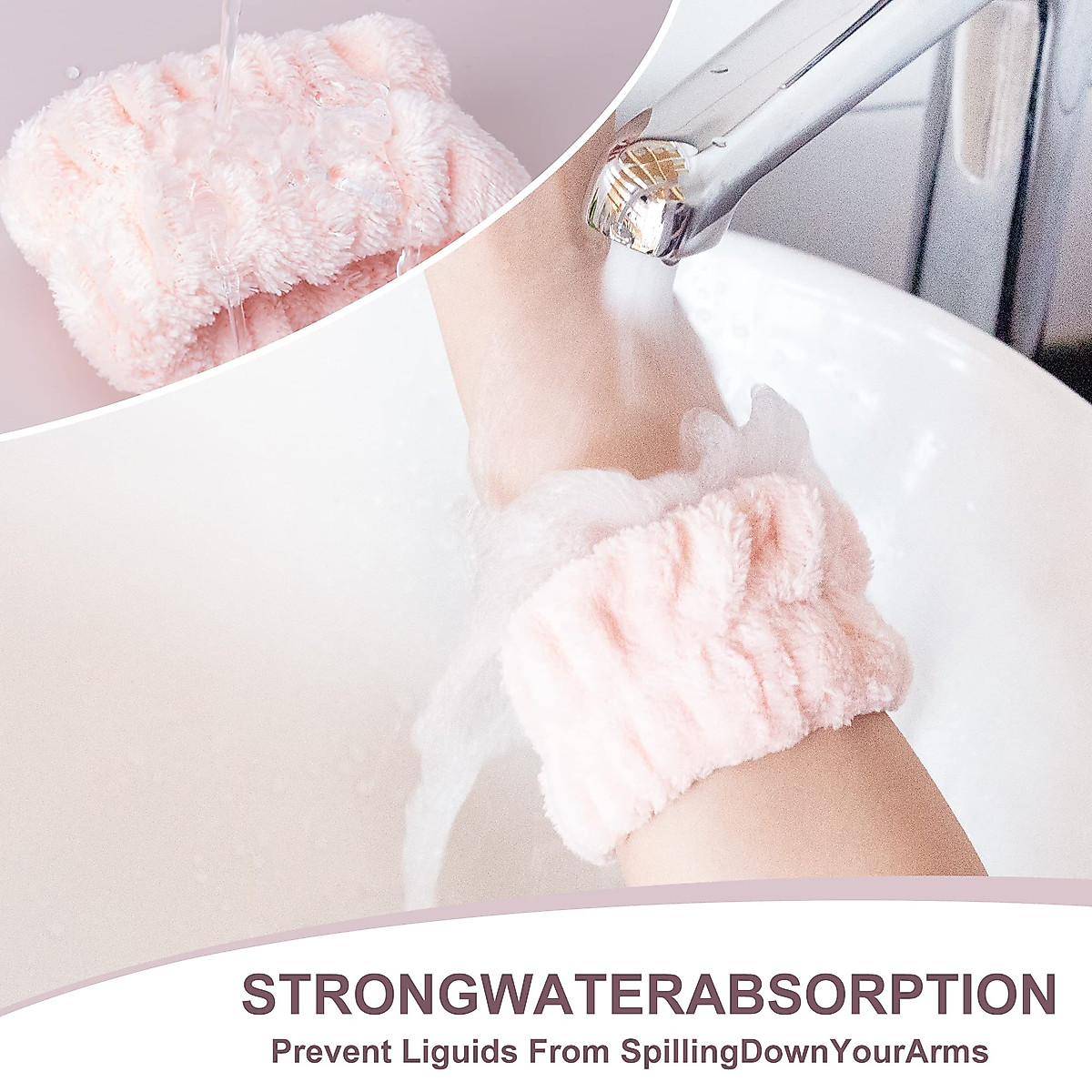 8 Pcs Wrist Towels for Washing Face Microfiber Band Towel Absorbent Wristbands Wrist Sweatband for Girls & Women,Prevent Liquid from Spilling Down Your Arms