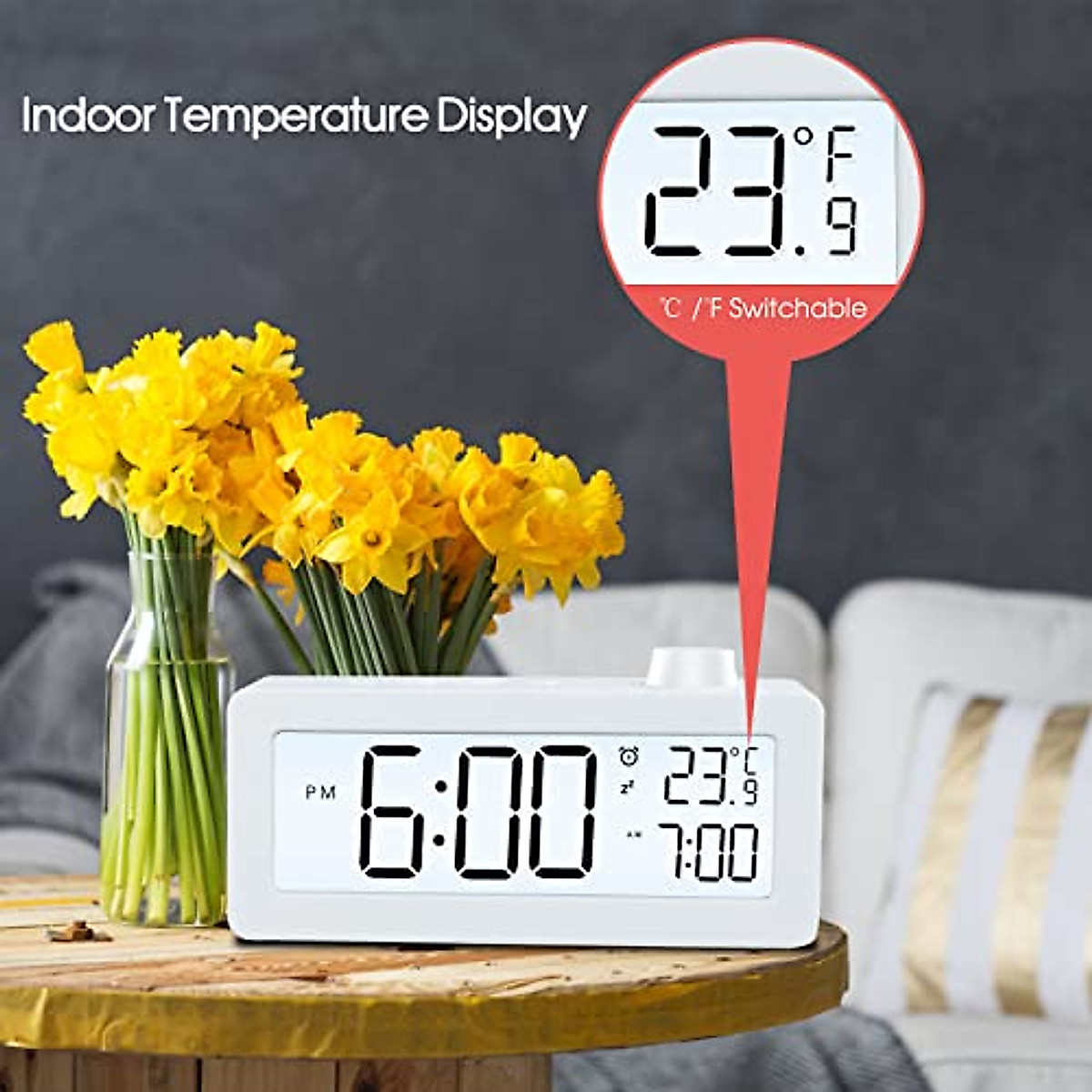 Digital Timer Clock with Temperature - AIMILAR Knob Setting Count Up Countdown Timer with Alarm Clock and Temp White Backlight for Kitchen Cooking Bedroom Kids Student Classroom Office Desktop