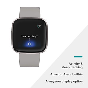 Fitbit Versa 2 Health & Fitness Smartwatch with Heart Rate, Music, Alexa Built-in, Sleep & Swim Tracking, Stone/Mist Grey, One Size (S & L Bands Included)