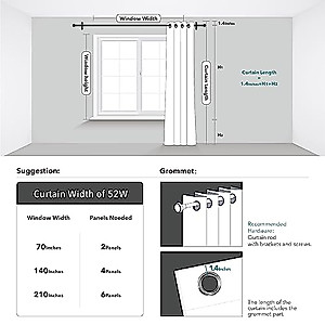 Deconovo Blackout Curtains for Bedroom 84 Inches Long,Wave Foil Print Room Darkening Black Out Curtains for Living Room, 2 Panels Set, 52 by 84 Inch, Dark Grey