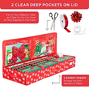 Wrapping Paper Storage Container – Fits up to 27 Rolls 1 3/8” Diam. - Underbed Gift Wrap Organizer Bags, Wrapping Paper Rolls, Ribbon, and Bows - Under Bed- Durable Material 600D - Up to 40” Rolls