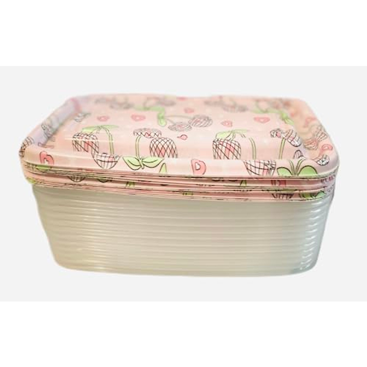 COOK WITH COLOR 24 PIECE PLASTIC RECTANGULAR FOOD CONTAINERS, 12 LIDS & 12 CONTAINERS CAPACITY 33.8 OZ (1L) 9 X 6 X 2 (CHERRIES)