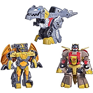 Transformers Dinobot Adventures Dino Squad Grimlock, Dinobot Snarl, and Predaking 3-Pack Converting Action Figures Bundle with 2 My Outlet Mall Stickers