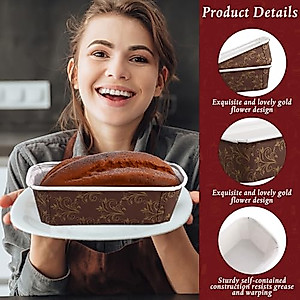 Maxcheck 100 Pcs Paper Loaf Pans 6.3 x 2.2 x 2.2 Inch Disposable Loaf Pan Liners with Clear Plastic Bags and Ties Paper Rectangle Baking Mold for Bread Cake Bakery(White, Coffee)