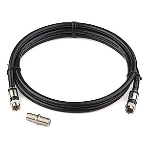 GTOTd Coaxial Cable (4 Feet) with RG6 Coax Cable Connector (and F-Type Cable Extension Adapter) Black Coax Satellite TV 75 Ohm Cable
