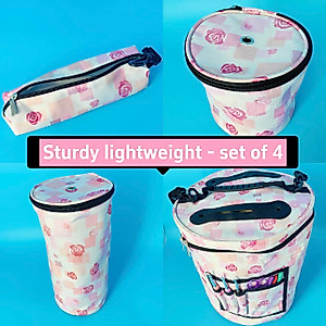 BEST Yarn Storage Bag Organizer Crochet Knitting Craft DIY Project Holder Tote for EXCEPTIONAL Organization - Lightweight STYLISH & Portable (Rose Pink)