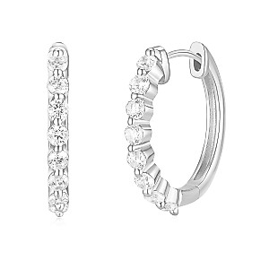 Mameloly 925 Sterling Silver Post Hoop Earrings for Women Silver Dainty Cubic Zirconia CZ Huggie Hoop Earrings Hypoallergenic