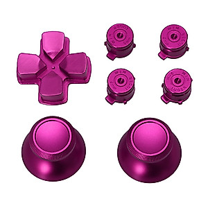 Jadebones Metal Replacement Repair Kits, Thumbsticks Thumb Grip Bullet and D-pad Buttons Compatible with PS4/PS4 Slim/PS4 Pro Controller (Pink)