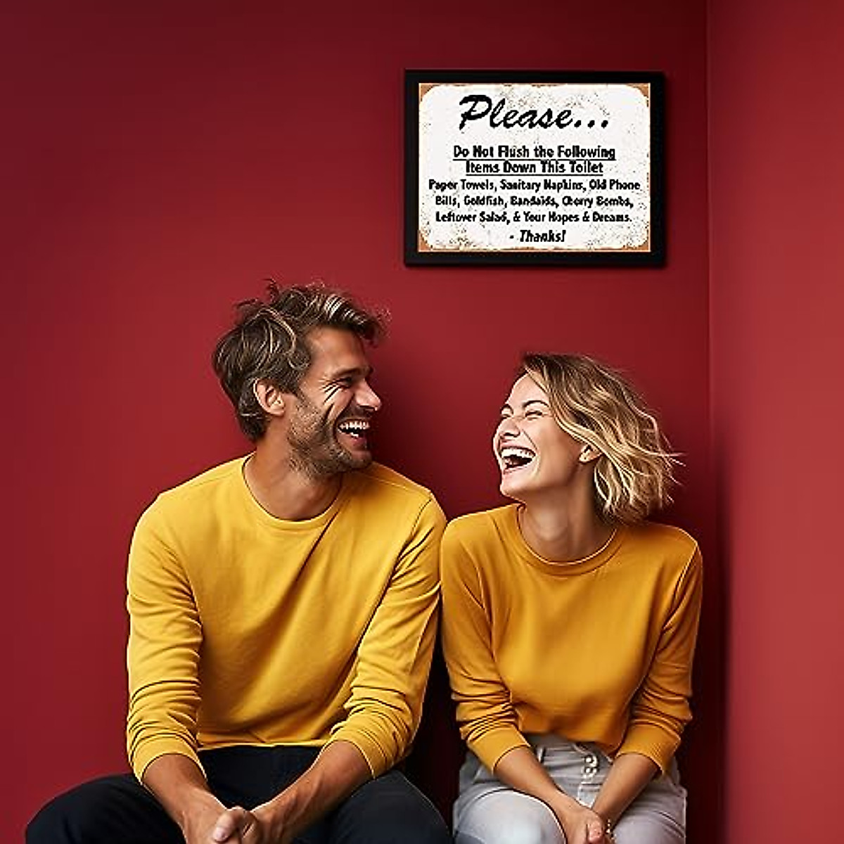 Do Not Flush Down Toilet- Napkins, Bombs, Hope & Dreams Home Decor - Funny Vintage Bathroom Sign Distressed Wall Art For Retro Bathroom Décor, Bar Decor, Man Cave -Restaurants - Unframed - 8 x 10