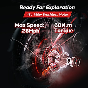 Folding Electric Bike for Adults, GELEISEN 750W(Peak1000W) Electric Mountain Bike, 48V 13Ah Removable Battery Up to 54 Miles, 28Mph 20"x4.0 Fat Tire Ebike, Professional 7 Speed Gear, UL2849 Certified