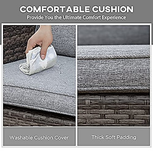 Outsunny Outdoor Wicker Rocking Chair w/Wide Seat, Thickened Cushion, Rattan Rocker with Steel Frame, High Weight Capacity for Patio, Garden, Backyard, Mixed Grey