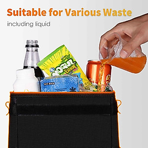 HOTOR Car Trash Can-2-Gallon, Foldable and Waterproof Car Accessory for Interior, 100% Leakproof Car Organizer and Storage Bag, Multipurpose Bin with Adjustable Straps and Multiple Pockets (Black)