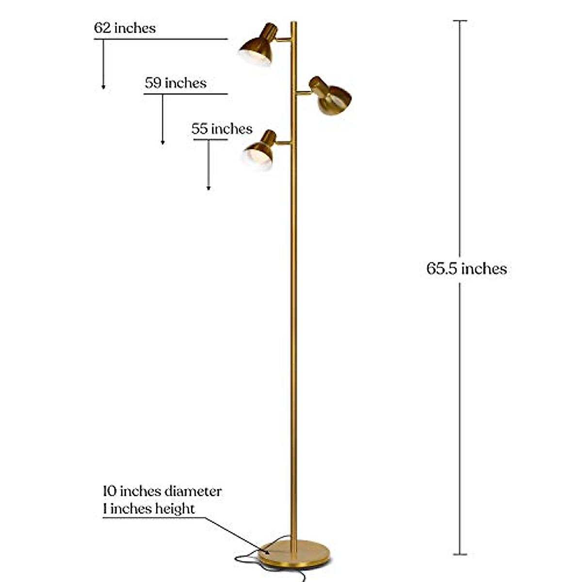 Brightech Ethan Floor Lamp, Dimmable Standing Lamp for Bedroom Reading, Great Living Room Décor, Modern LED Lamp for Living Rooms, Tall Tree Lamp for Offices - Brass