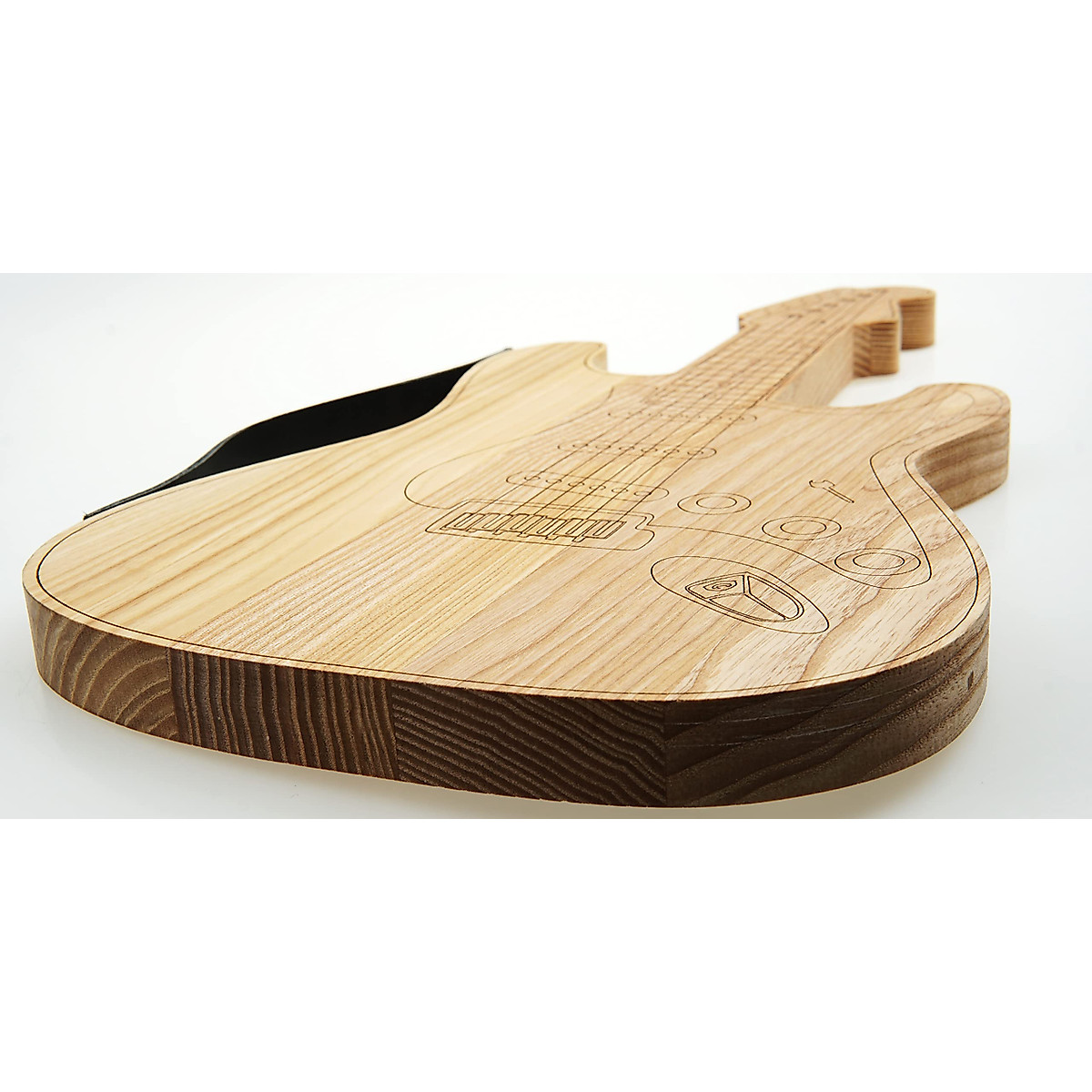 Guitar shaped cutting board wood for kitchen, Wooden serving platter charcuterie cheese board, Guitar accessories gifts, Ashwood Butcher Block, Unique guitar body music lover gift for men