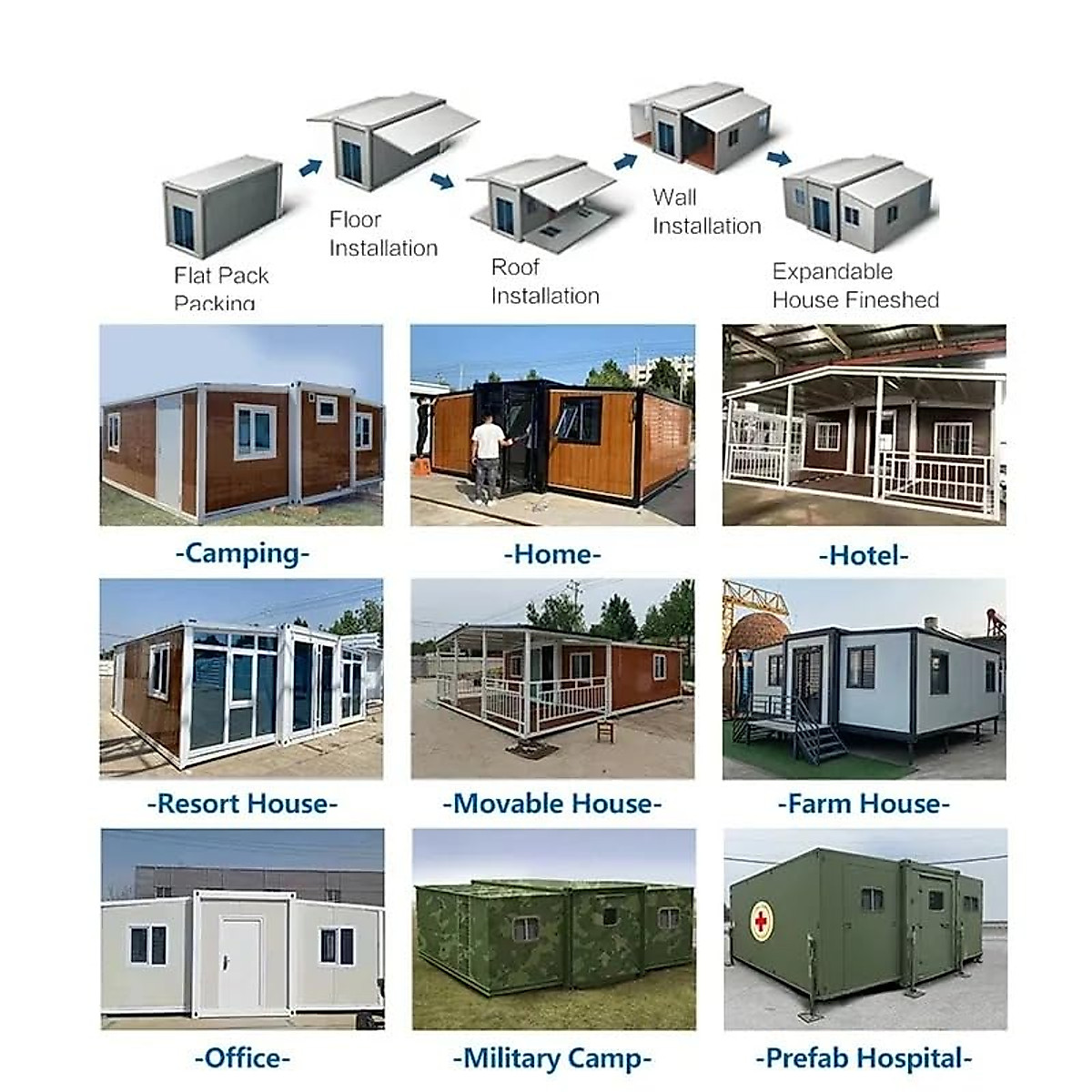 Tiny House, Modern Steel Structure Modular Container Home, Modern Extended Mobile Fold with Kitchen and Bathroom, 20ft, 30ft, 40ft