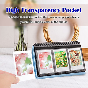 Mini Photo Album for Fujifilm Instax Mini Camera, 96 Pockets Photo Album for Polaroid, Leather Desktop Display Album for Instax Mini 12 11 9 40 8 7 Evo LiPlay Instant Camera, 2x3 Photo Album (Blue)