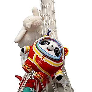 Stuffed Animal Net Large Toy Hammock Macrame Plush Toy Display with One Hook for Corners, Walls and Ceiling Hanging Net Stuff Animal Storage for Kid Room Bedroom Playroom (Beige)