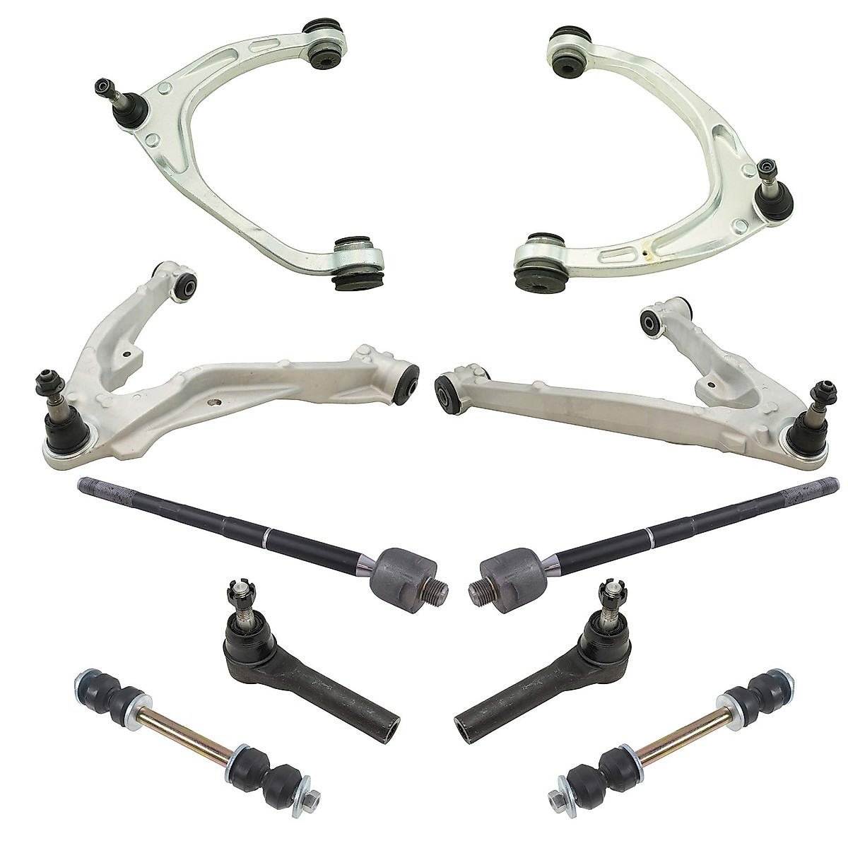 TRQ Front Steering & Suspension Kit Control Arm with Ball Joint Sway Bar Stabilizer Link Tie Rod Compatible with Cadillac Chevrolet GMC