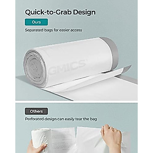 SONGMICS Small Trash Bags for 6.6 Gallon Trash Cans, Drawstring Garbage Bags, Liner Code 025A, 3 Rolls, 120 Count, White UKRB025A03