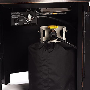 Oakland Living Aluminum 57,0000 BTU 44 in. Round Propane Black Fire Pit Table with Fire Beads, Lid, Propane Tank Cover and Table Fabric Covers in Copper Finish, (AZNOBU-FPT-AC)