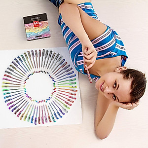 ARTEZA Gel Pens, Set of 60-Individual-Colors, 0.8-1.0 mm Tips, Acid-Free & Non-Toxic, Art Supplies for Journaling, Doodling, Drawing