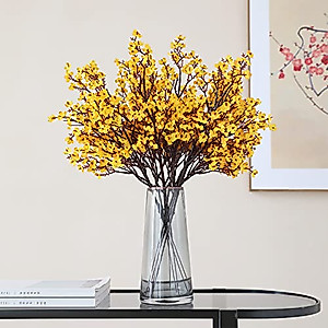 Hananona 10 Pcs Babys Breath Artificial Flowers Orange Fake Silk Gypsophila Flowers for Fall Home Decor Floral Arrangement Table Centerpieces (10, Orange)