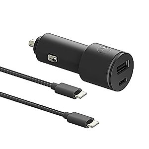 Motorola TurboPower Share Car Charger- 45W Dual Port USB-A, USB-C Output w/ 6.6ft Type C Cable for Moto G Power, Stylus, Pure, Play, Edge, Edge+, One 5G UW Ace, ThinkPhone