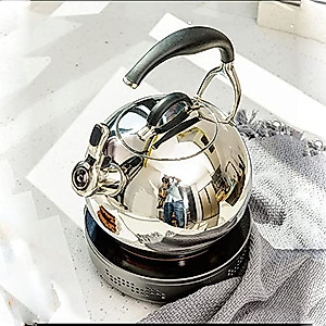 ArrAze Tea Kettle Stovetop Whistling Suitable for Stove Tops 3L Modern Brushed Steel Polished Kettle with Ergonomic Handle Can Make Boil Milk or Coffee