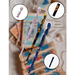 12 Pieces Acetate Hair Sticks Tortoise Shell Hairpin Leopard Shell Hair Pins Chinese Hair Sticks for buns Hair Styling Accessories Hair Chopsticks for Women Girls,12 Style Not Repeating Pattern