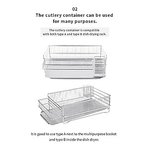 VATYA 18-8 Stainless Steel Vertical Cutlery Container, Silver