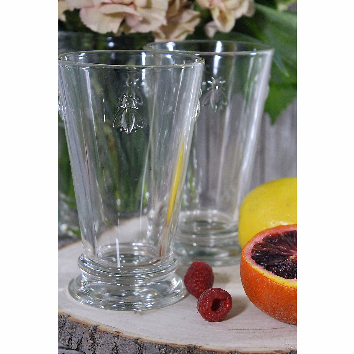 La Rochere Napoleon Bee Glasses Set Of 6 – 11.5 oz, Old Fashioned Glasses w/ The French Bee Embossed Design, Fine French Glassware, Drinking Glasses, Heavy Water Glasses, Dishwasher Safe Juice Glasses