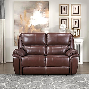 Lexicon Brim Wall-Hugger Manual Double Lay Flat Reclining Loveseat, Brown