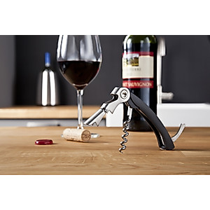 Vacu Vin Double Hinged Corkscrew - 3-in-1 Wine Opener with Foil Cutter and Bottle Opener - Effortlessly Open Wine Bottles and More - Professional Grade Corkscrew