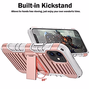 E-Tree Compatible with iPhone 12 Mini Case Cross Body Strap and Stand,2 in 1 Shockproof Hybrid Hard PC & Soft Rubber, Crossbody Lanyard Perfect for Go Outside and Kid Elderly(Pink)