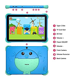 moonka 10.1 Inch Kids Tablet Android 11 Tablet for Kids 2GB+32GB Toddler Tablet APP Preinstalled & Parent Control IWWA Kids Education Tablet with WiFi, Dual Camera, Bluetooth, Kid-Proof Case