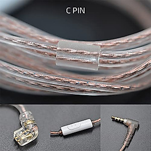 FAAEAL KZ ZSN PRO Earphone Upgraded Cable 2 Pin 0.75mm OFC Replacement Detachable Cable 3.5mm Gold-Plated Replacement Headsets Wire for KZ EDX ZEX ZS10 PRO ZAS Zax DQ6 Headphones(with Mic, C Pin)