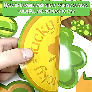 25 Pieces St. Patrick's Day Cutouts Lucky Shamrock Cutouts for Home Classroom St. Patrick's Day Bulletin Board Decorations