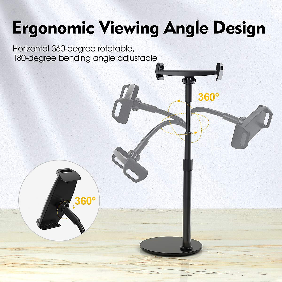 Licheers Tablet Stand and Holder Adjustable, Tablet Holder for Desk, Thick Case Friendly iPad Holder Stand Compatible with(4.7"-13") iPad Pro 12.9,10.9,10.2, Air Mini 4 3 2, Fire, Tab, Nexus, Kindle