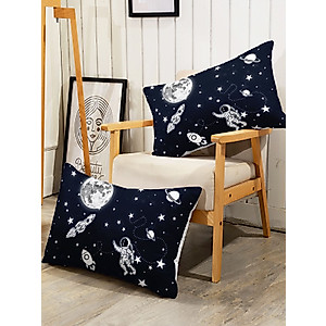 Datura home Kids Comforter Set Astronaut Space Rocket Printed Pattern Quilt Bedding Set with 1 Comforter and 2 Pillowcases for Girls Bedroom All Season(Space Rocket Full), Full 80x90inches