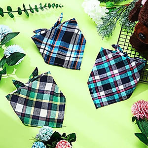 50 Pcs Bandanas for Dogs Plaid Dog Bandana Washable Puppy Bandana Triangle Dog Drool Bibs Dog Hankerchief Girl Comfortable Scarfs for Small Medium Large Dogs Girl Boy Pet Accessories