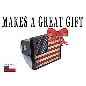 Rogue River Tactical USA American Flag Trailer Hitch Cover Plug US Patriotic Vintage Rustic Flag