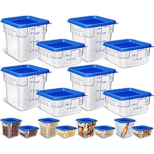 Yungyan 8 Pcs Restaurant Food Storage Containers with Lids Set 2Qt and 4Qt Commercial Restaurant Square Storage Containers Clear Food Cereal Container for Kitchen Freezer and Dishwasher Safe