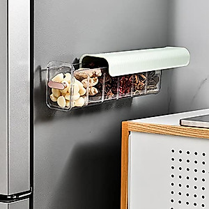 2 Pcs Wall Mounted Expansion Storage Box, 2022 New Punch Free Multifunctional Storage Box, Premium 3 in 1 Underwear Storage Box Hanging Organizers for Cosmetics Stationery Sundries (White+Green)