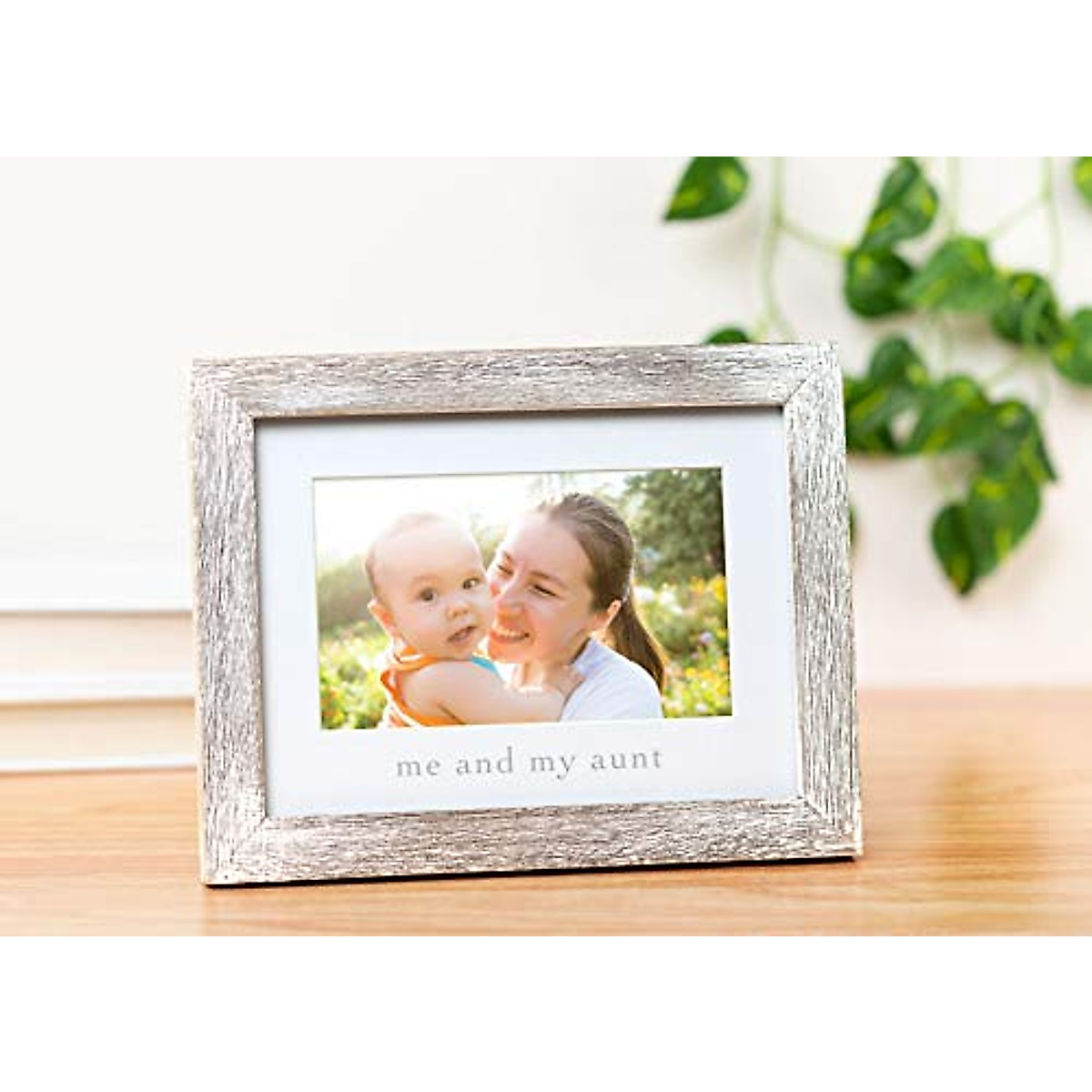Pearhead Me and My Aunt Photo Frame, Niece or Nephew Family Picture Frame, Gift For Sister or Siblings, Godmother Gift, Baby Keepsake Picture Frame, Nursery Decor, Distressed Gray